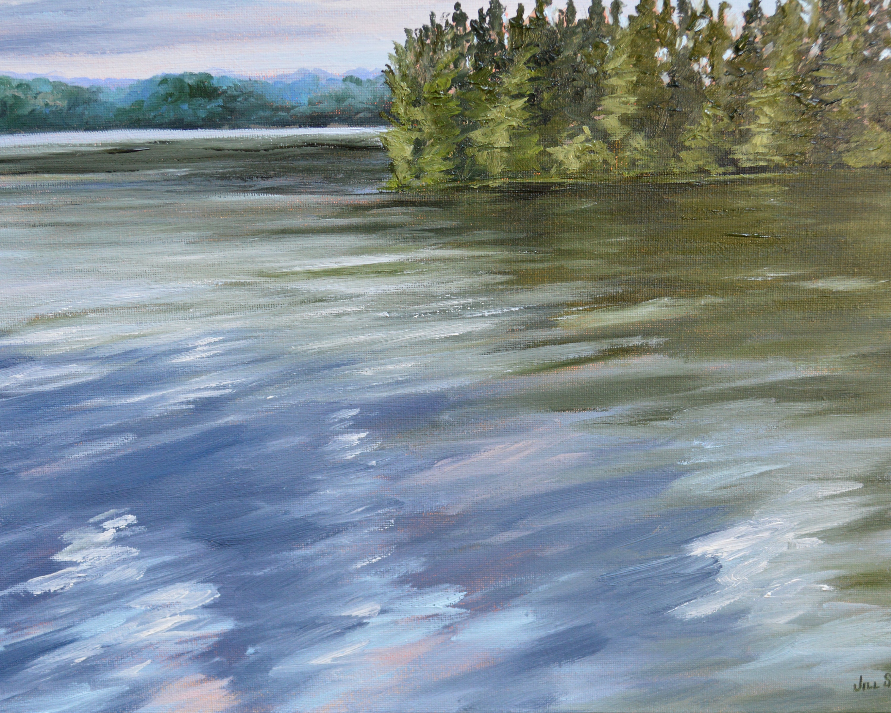 Lake Scene Painting, Original Landscape Painting, Lake Landscape, Deep ...