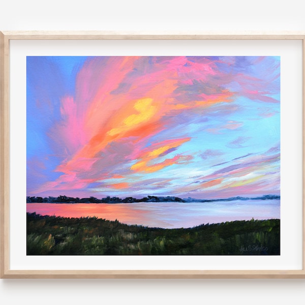 Pink Sunset Painting - Etsy