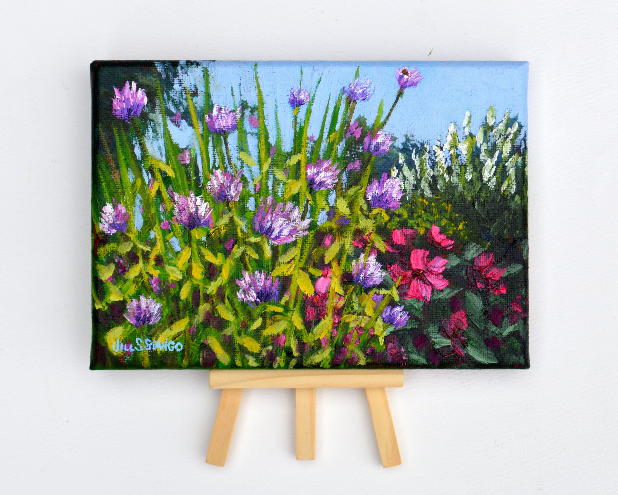 Mini Canvas Painting of Flowers, Small Garden Art, Mini Flower Art ...