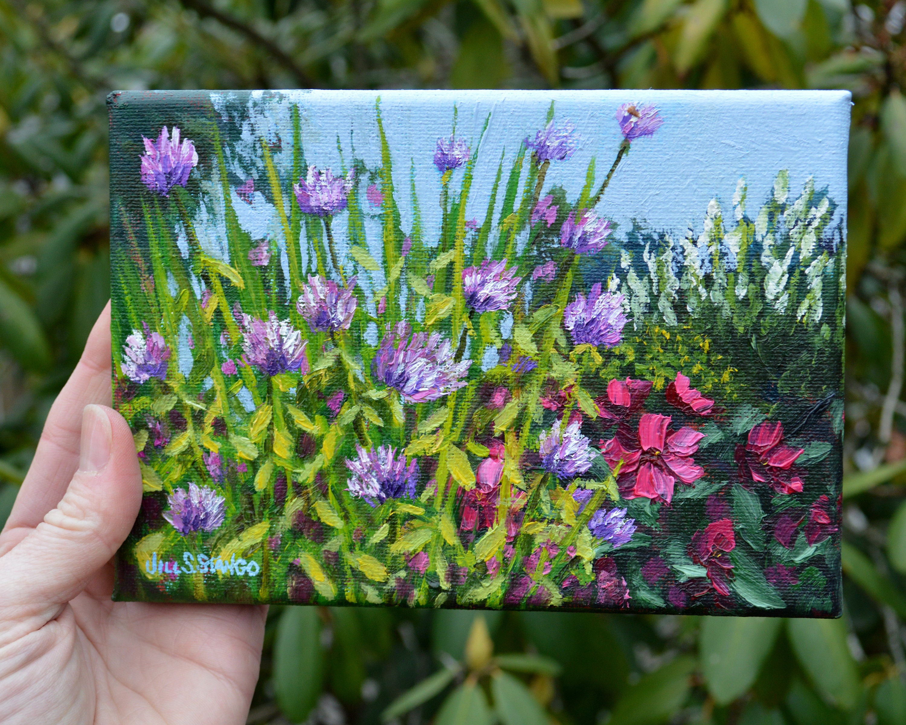 Mini Canvas Painting of Flowers, Small Garden Art, Mini Flower Art ...