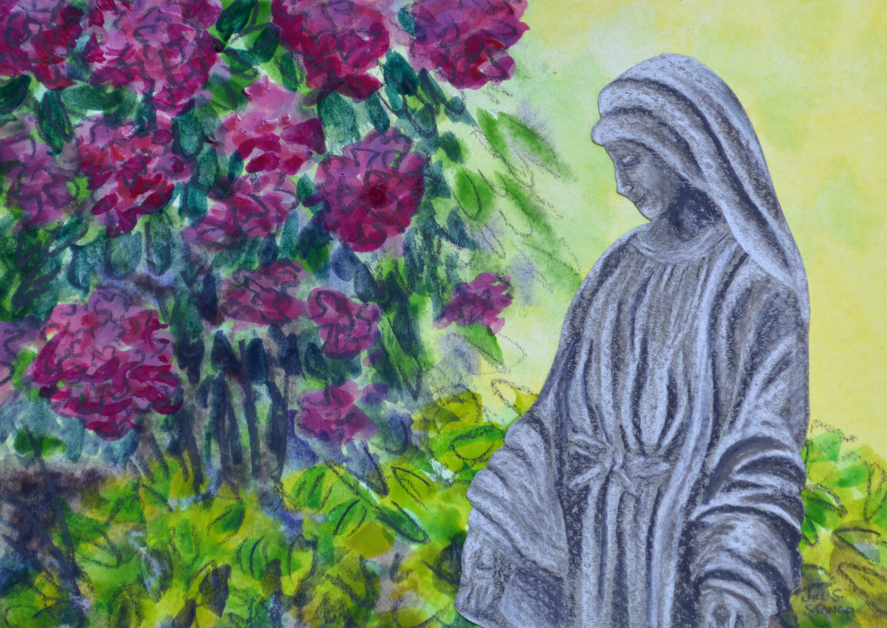 Original Watercolor, Mary Painting, Religious Gift, Christian Wall Art ...