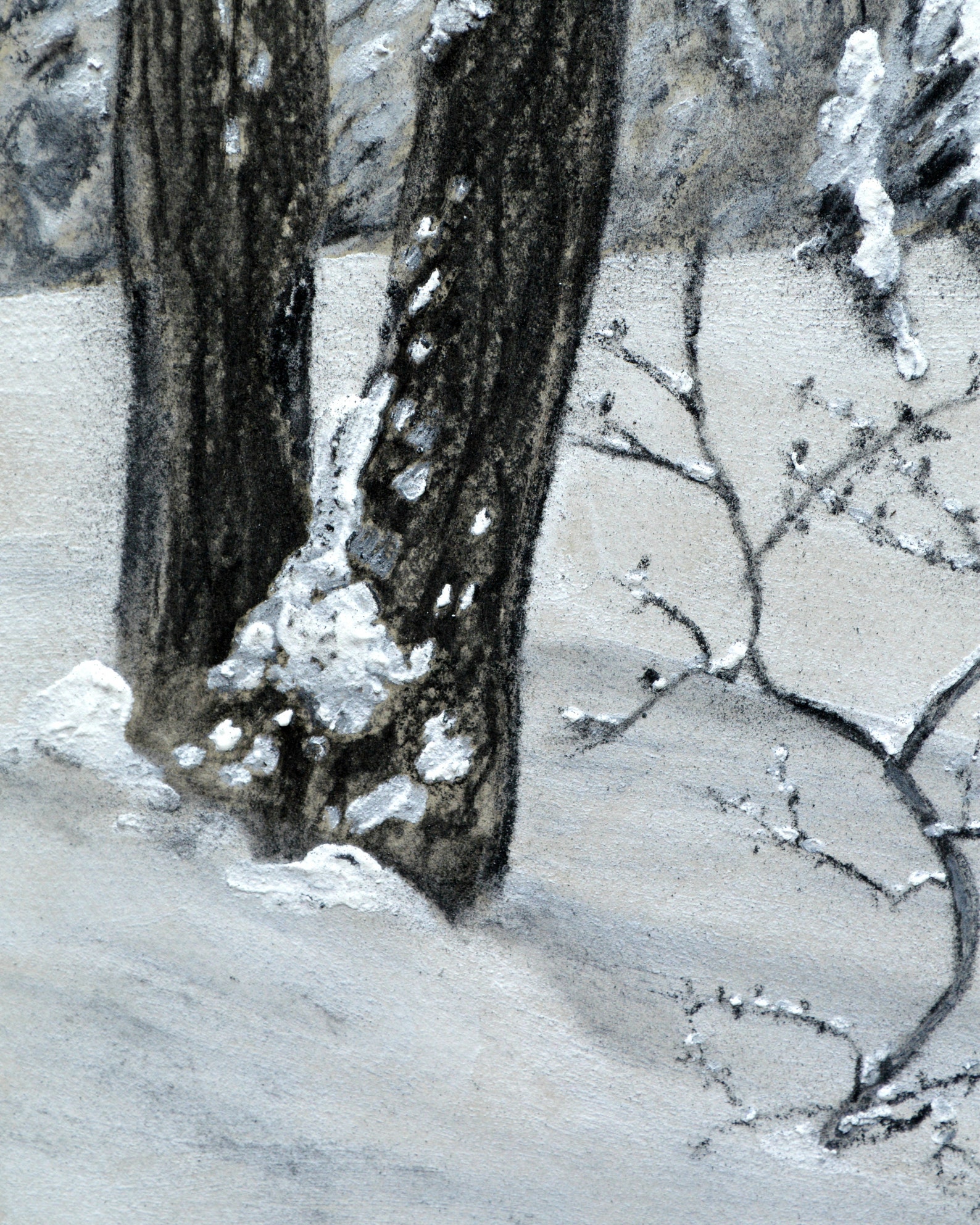 Set of 3 Original Drawings, Winter Scene Painting, Winter Landscape Art ...