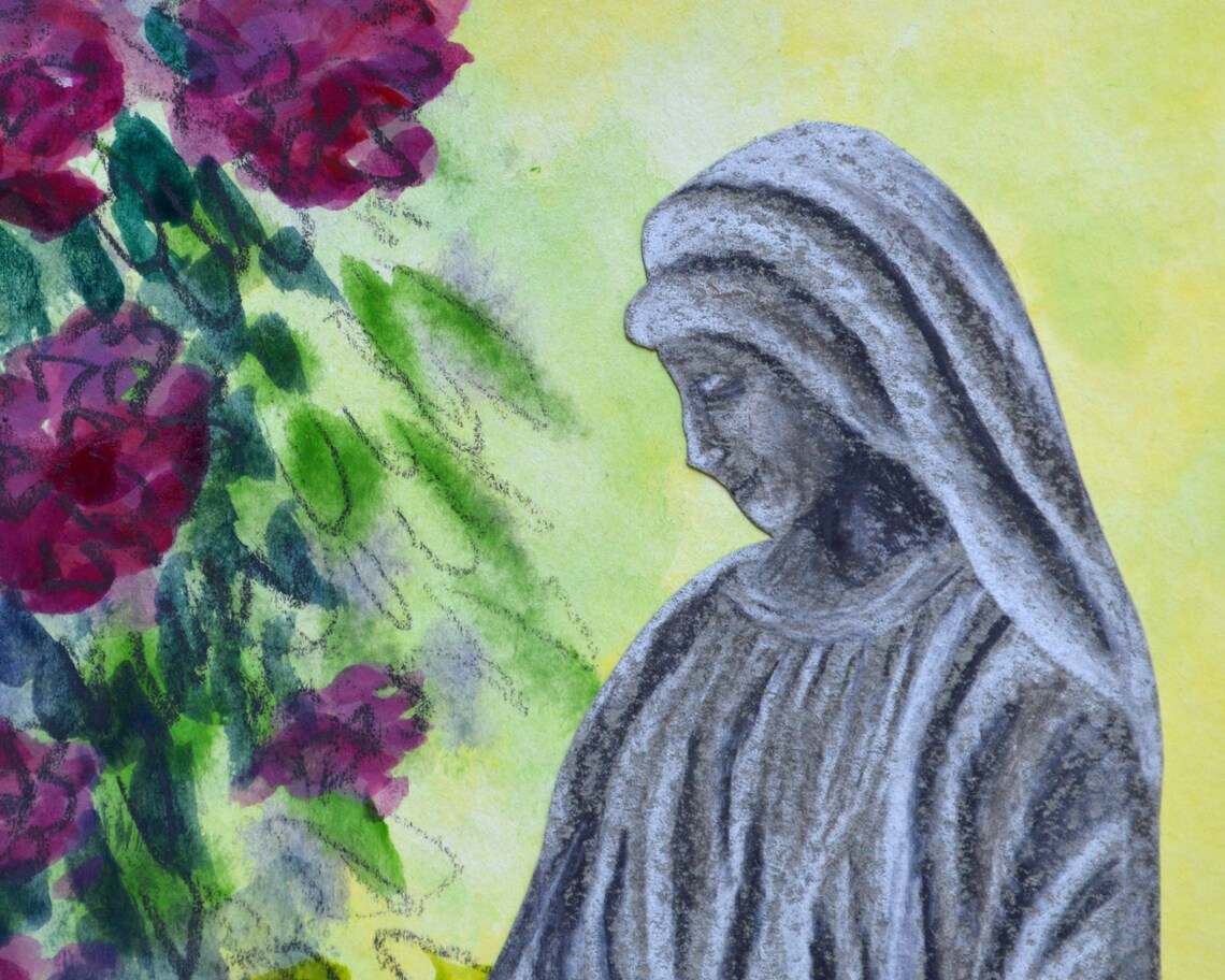 Original Watercolor, Mary Painting, Religious Gift, Christian Wall Art ...