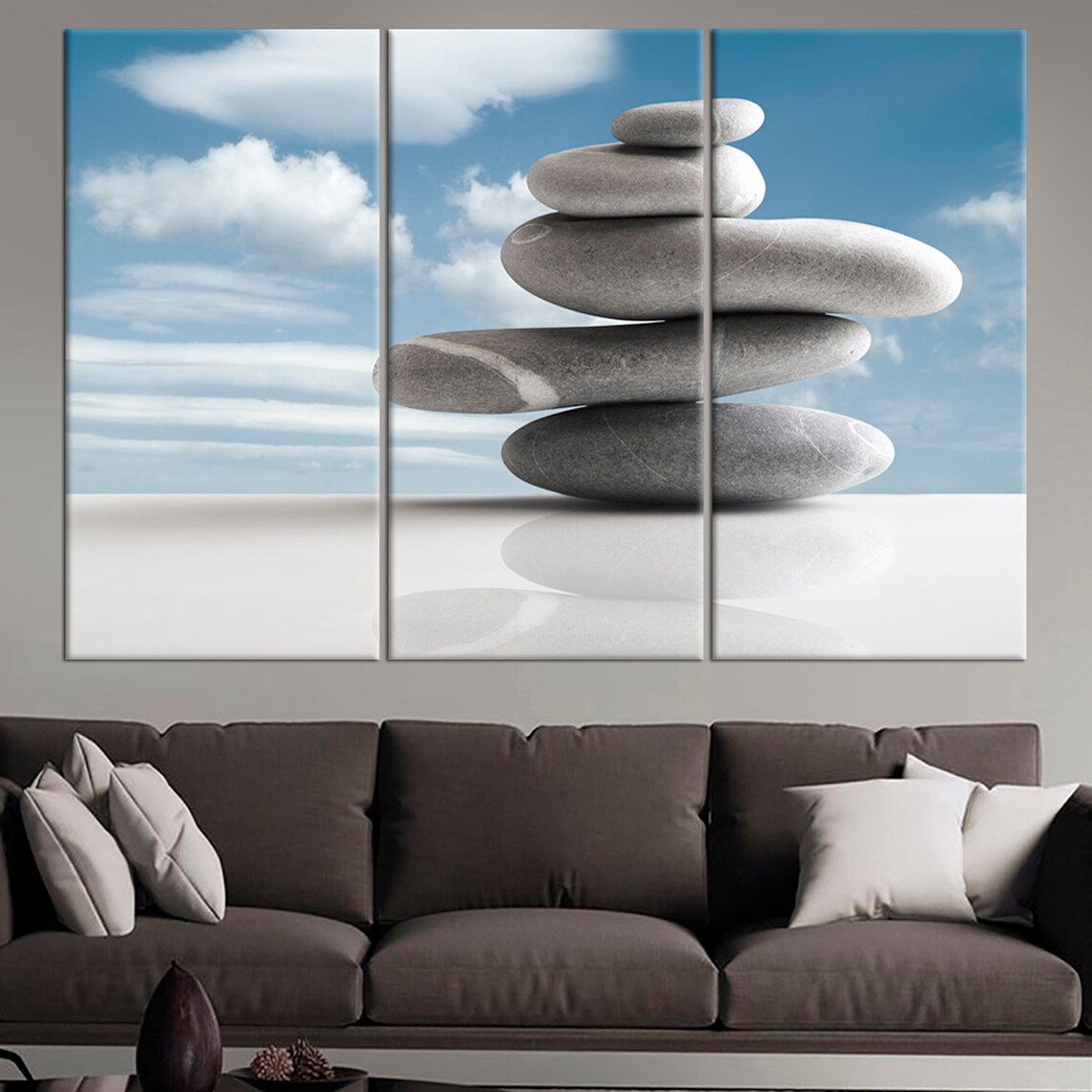 Gray Zen Stones giclee print canvas Zen Stones balance wall | Etsy