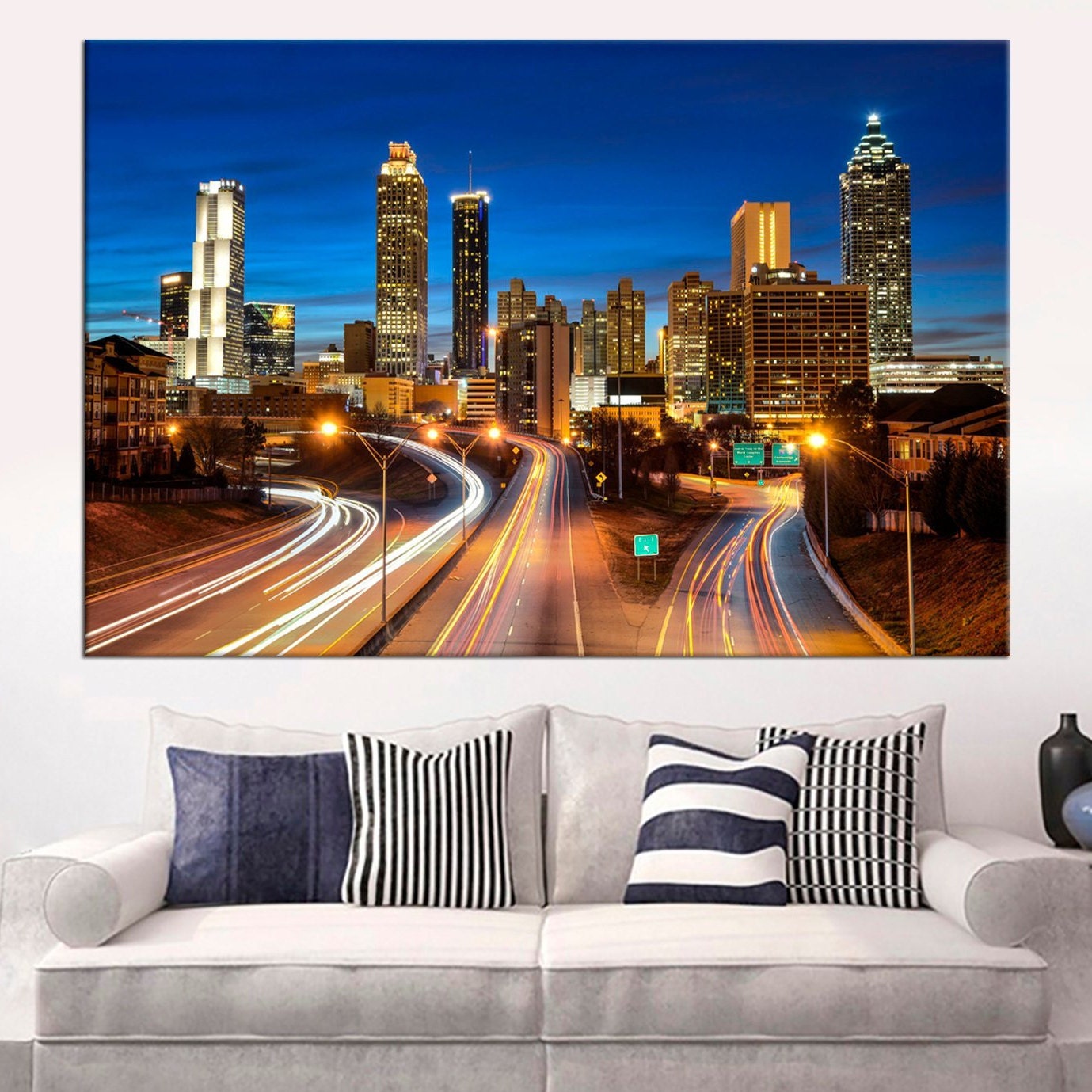 Atlanta Skyline canvas print Atlanta skyline Atlanta wall art | Etsy
