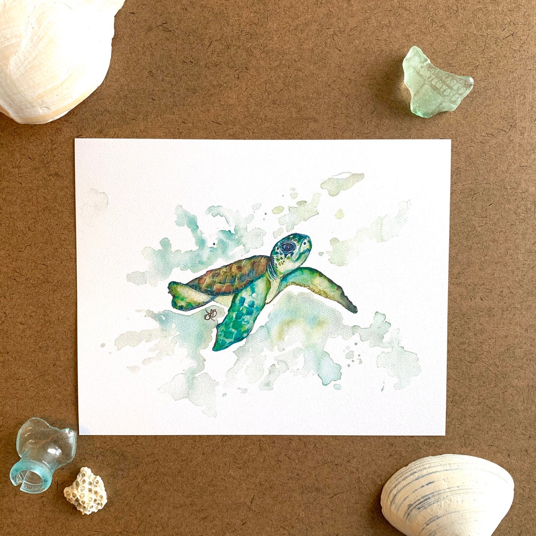 Baby Sea Turtle Art Print - Etsy