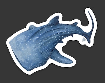 Vinyl Whale Shark Sticker, Dishwasher Safe, Water Bottle Sticker ...