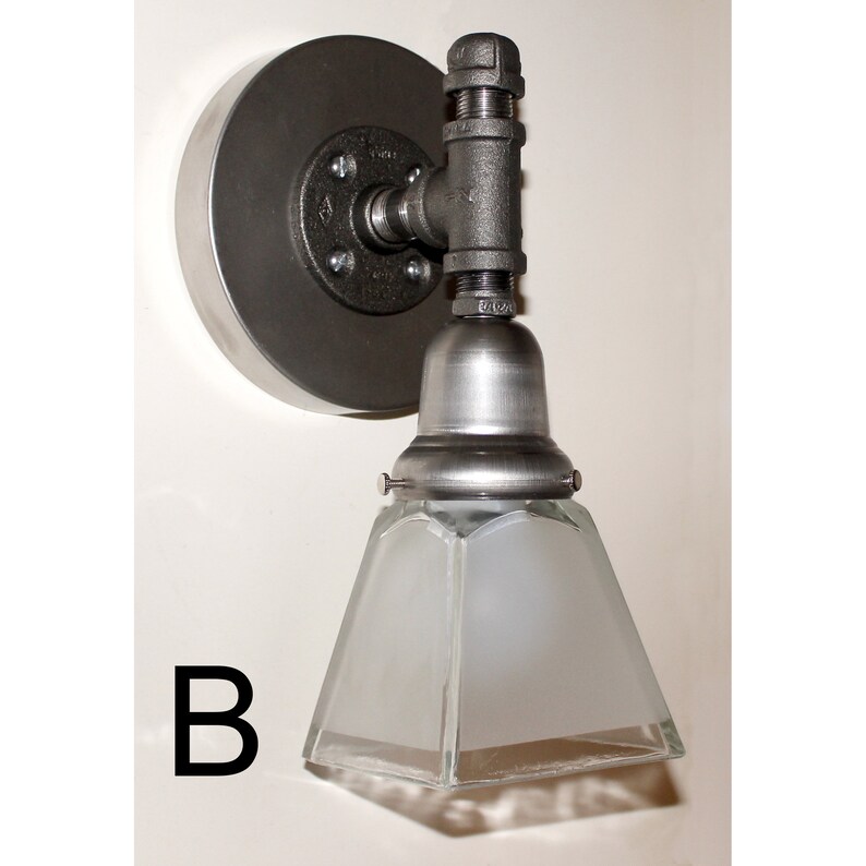 Pipe Sconces With Vintage Shades - Etsy