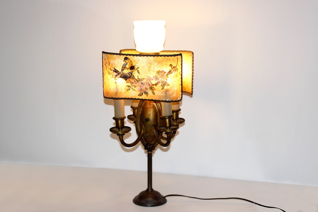Antique Table Lamp With Hand-painted Lamp Shades - Etsy