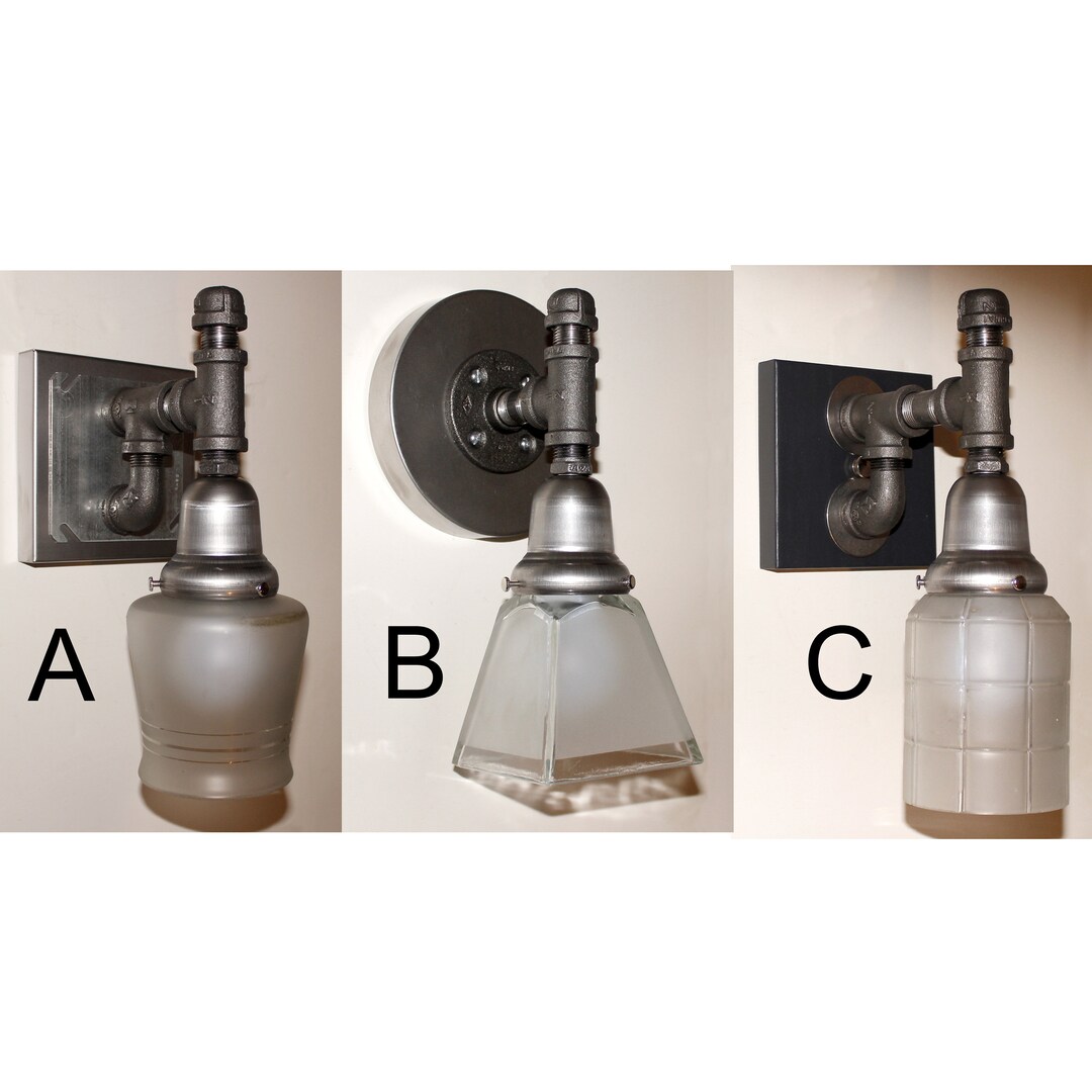 Pipe Sconces With Vintage Shades - Etsy