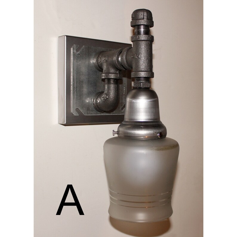 Pipe Sconces With Vintage Shades - Etsy
