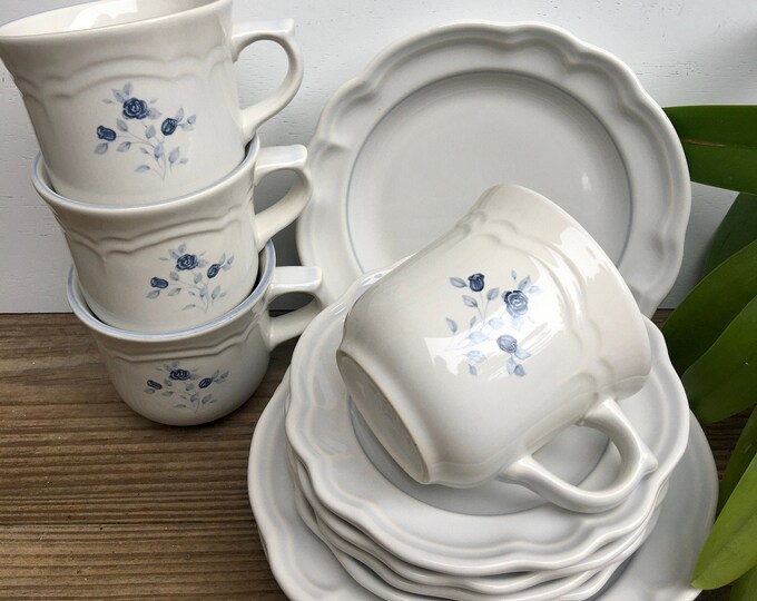 12 Piece Set Pfaltzgraff Poetry Pattern - Vintage Pfaltzgraff Blue Rose ...