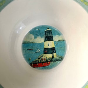 Oxney Hand Painted Green Pottery Lighthouse Large Bowl Nautical ...