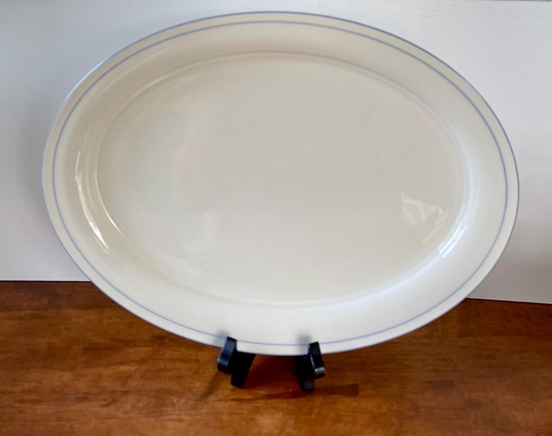 Lenox Chinastone Oval Serving Platter: Sky Blue Pinstripe, USA Made - Etsy