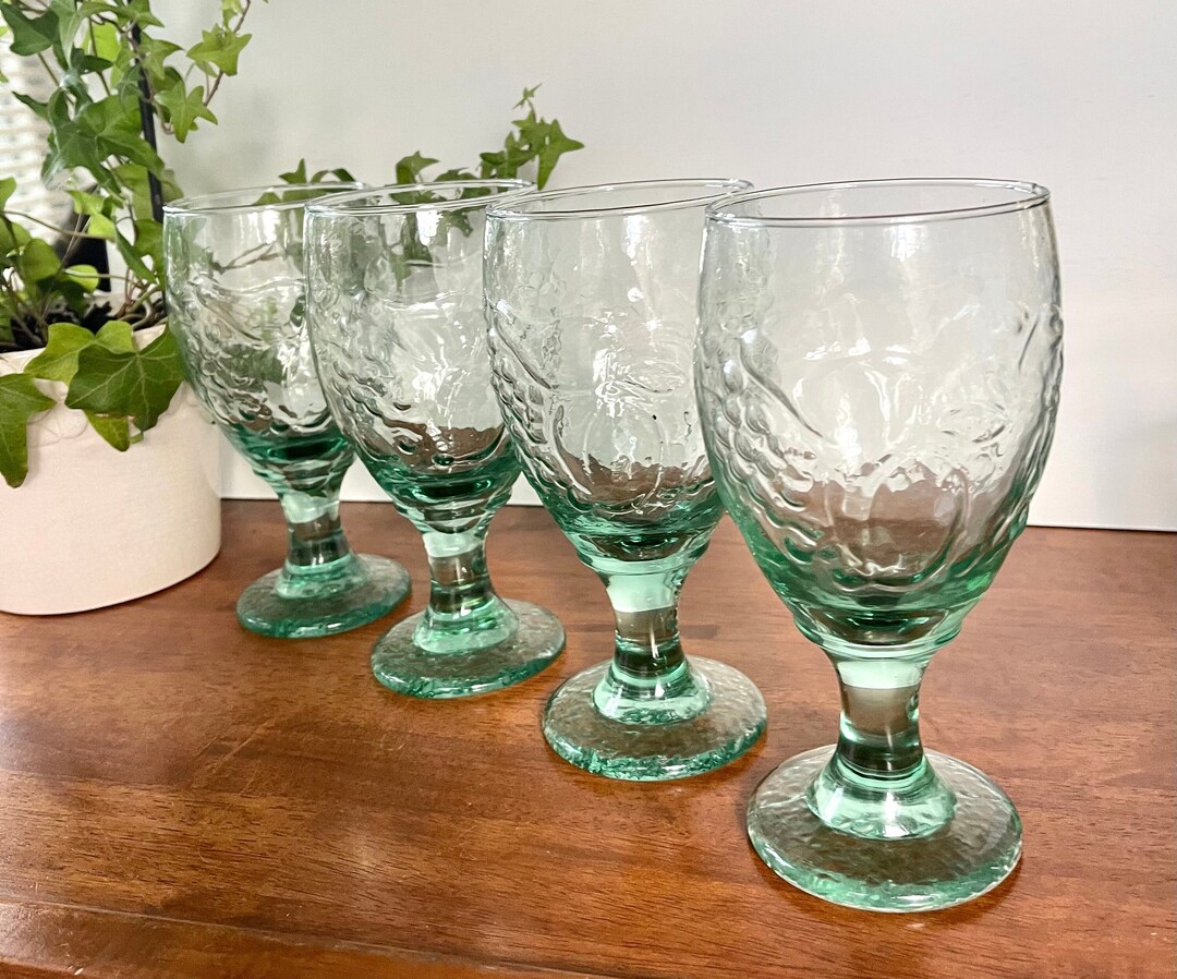 Libbey Orchard Fruit Spanish Green and Clear Glass Raised - Etsy