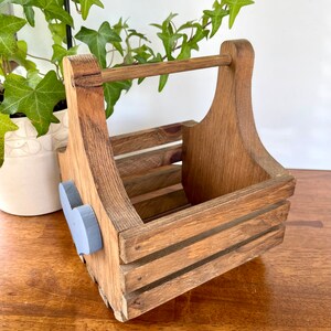 Vintage Primitive Wooden Caddy, Wooden Boho Utensil Carrier, Farmhouse ...