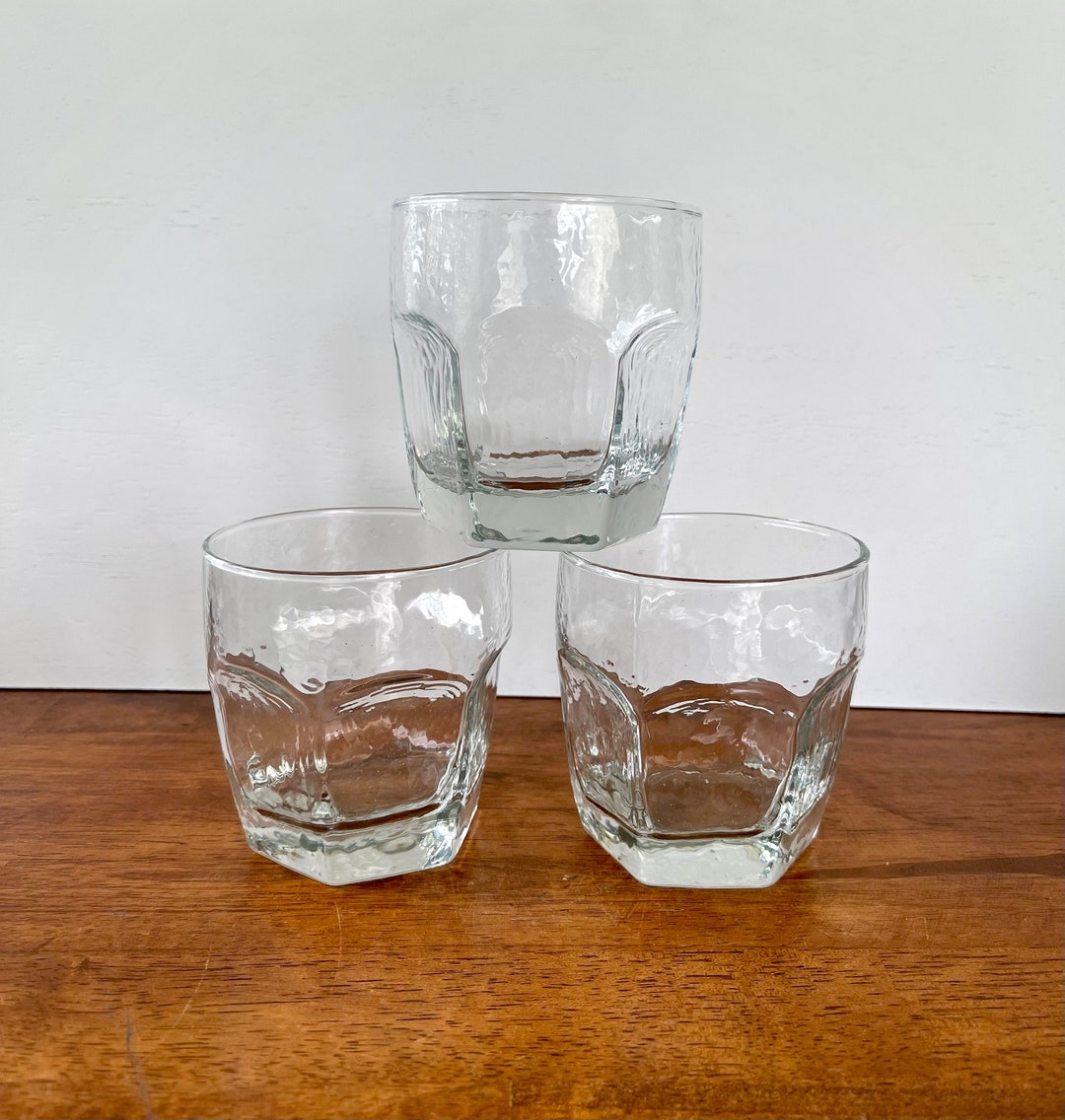 Set of 3 Libbey Chivalry Clear Glass Double Old Fashioned Whiskey ...
