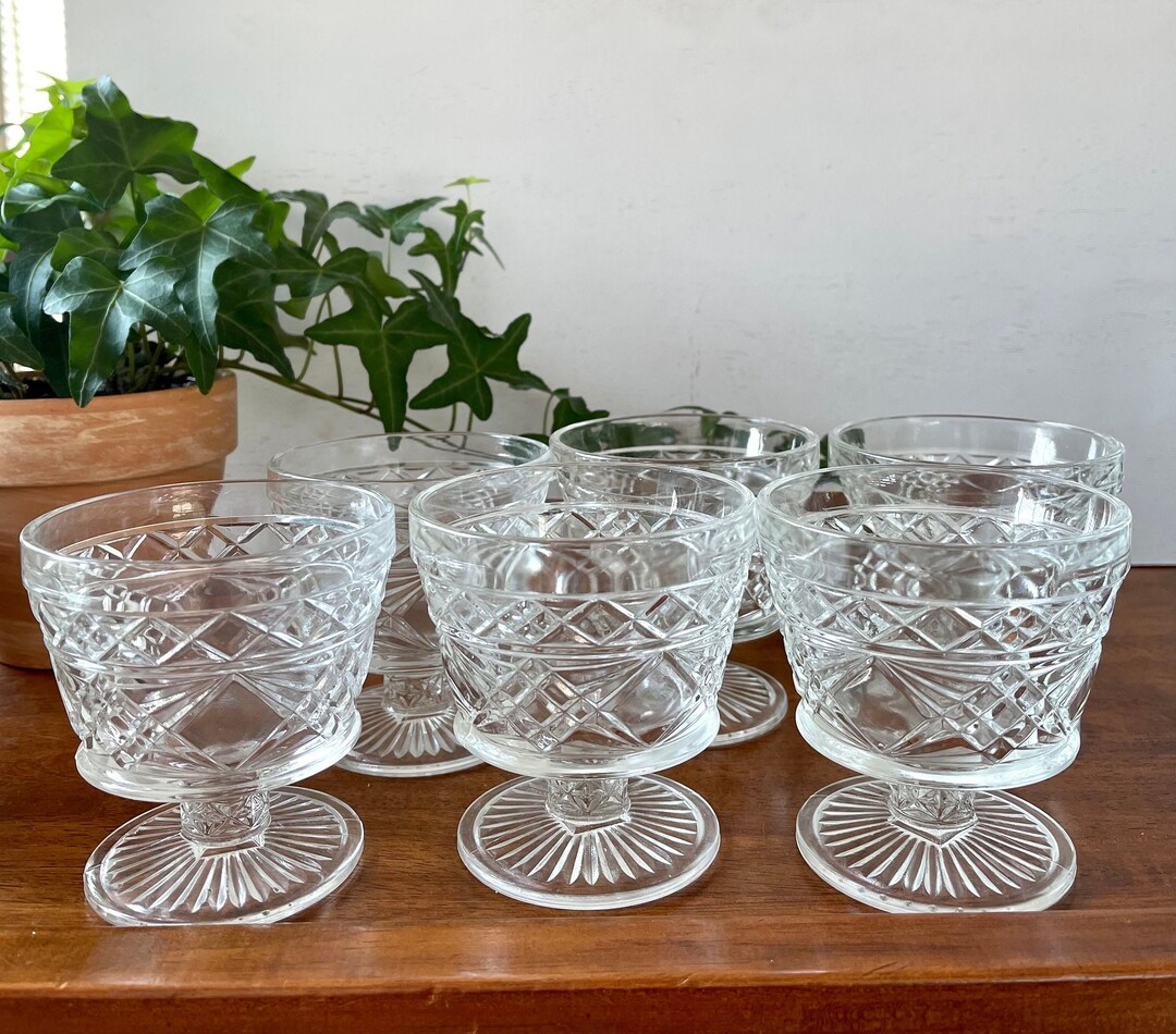 6 Hazel Atlas Gothic Footed Glass Dessert Bowls - Dessert Glasses ...