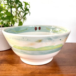 Oxney Hand Painted Green Pottery Lighthouse Large Bowl Nautical ...