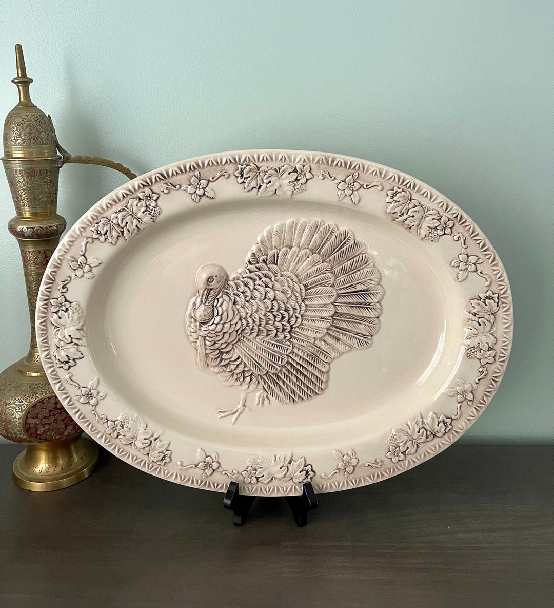 1990s Johnson Bros Friendly Village Thanksgiving Turkey Oval Serving ...