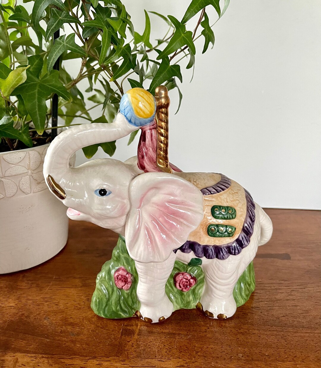 Vintage Ceramic White Elephant, Merry Go Round Elephant - Etsy