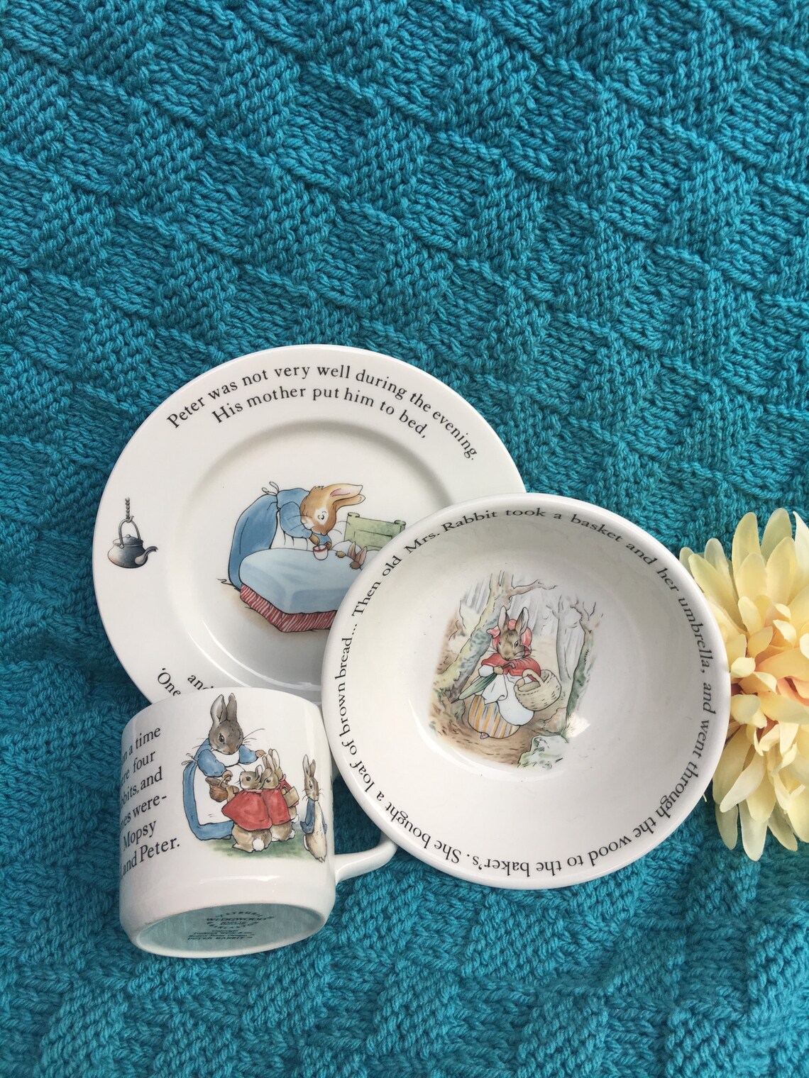 Vintage Wedgwood Peter Rabbit Three Piece Set Vintage - Etsy