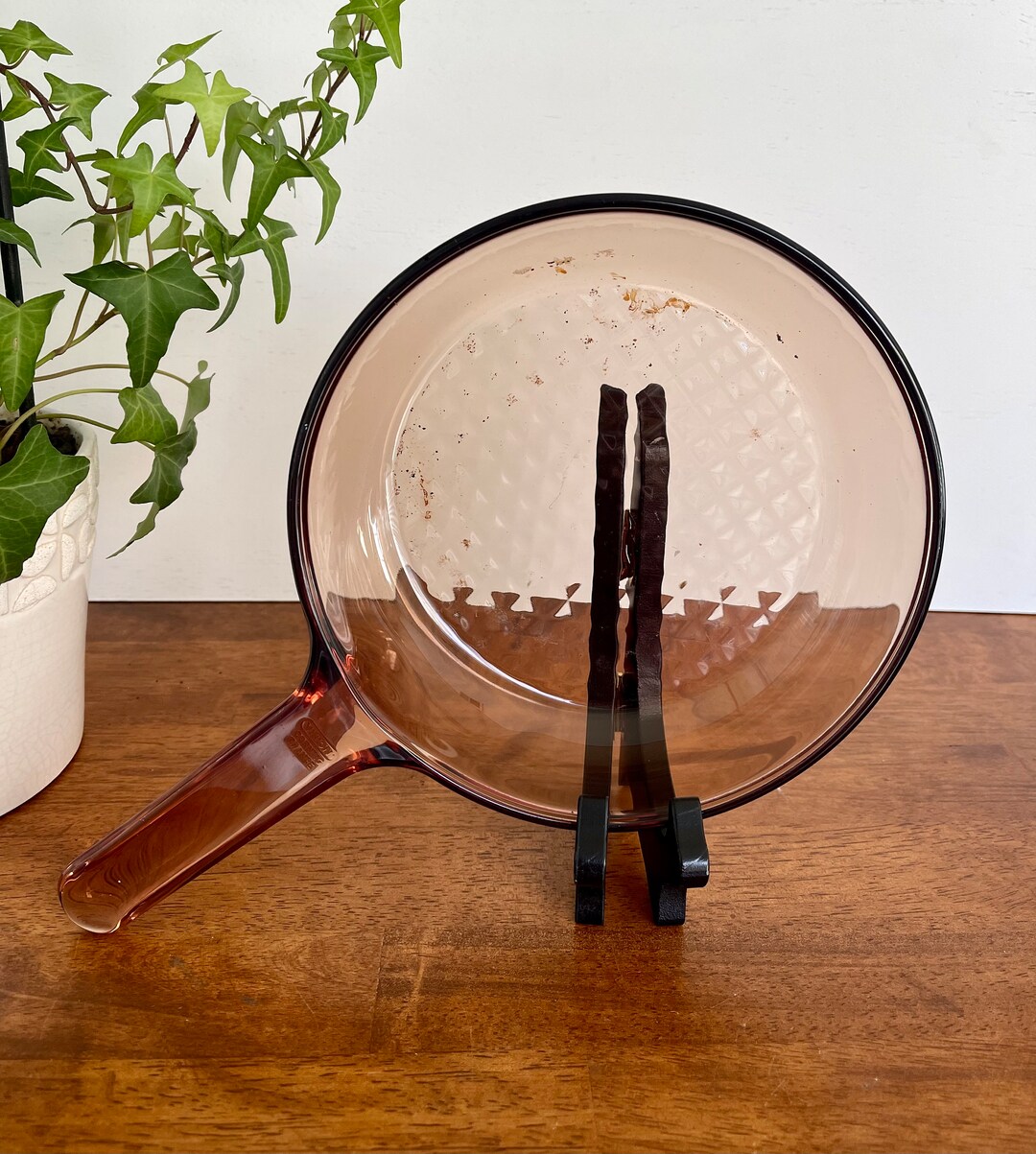 VISION Corning Ware Brown Glass France 7” Skillet Fry Pan With Waffle ...