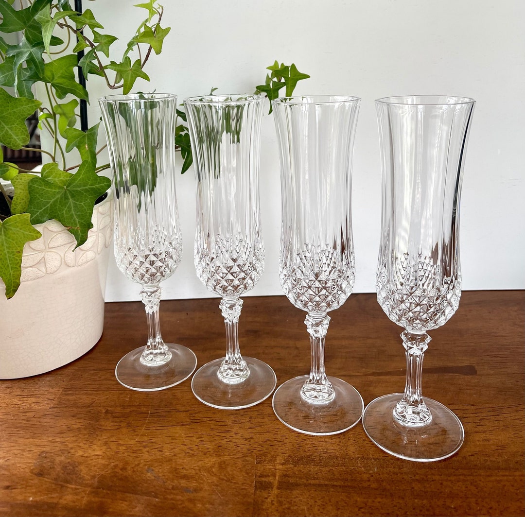 Vintage Darques Longchamp Cut Glass Crystal Champagne Toasting Flutes ...