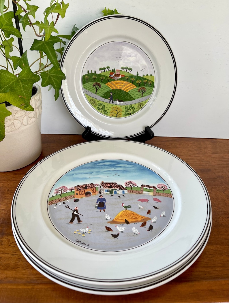 Vintage Villeroy Boch Design Naif Plates: Folk Art Dinner & Salad Set ...