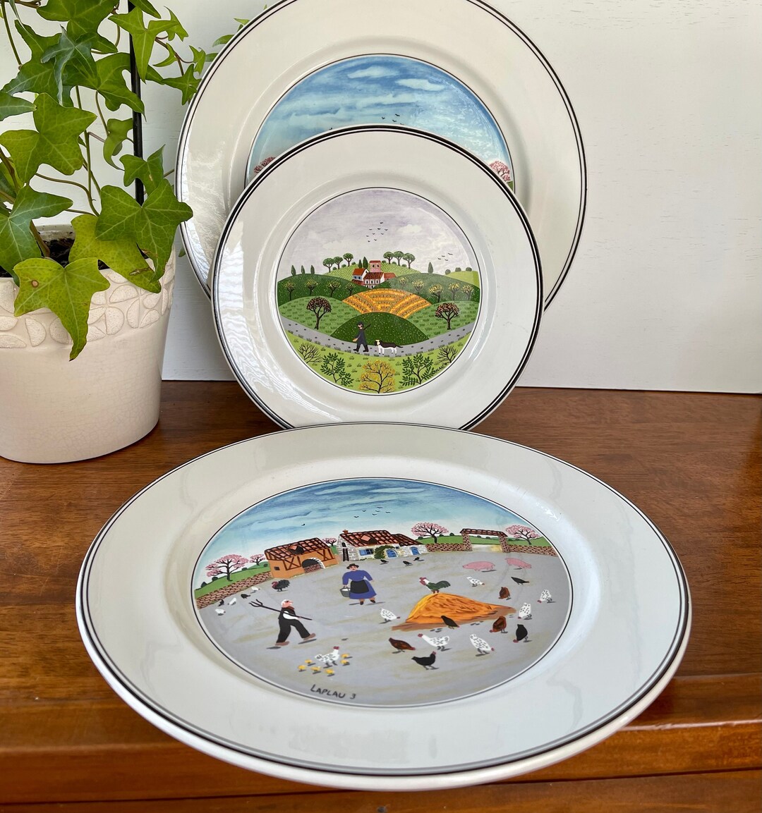 Vintage Villeroy Boch Design Naif Plates, 2 Dinner and 1 Salad Plate ...