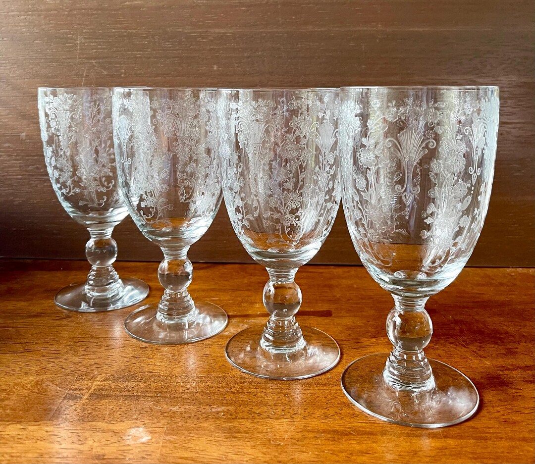 Vintage Etched Duncan and Miller Goblets: "first Love" Pattern, Set of ...