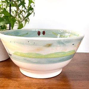 Oxney Hand Painted Green Pottery Lighthouse Large Bowl Nautical ...