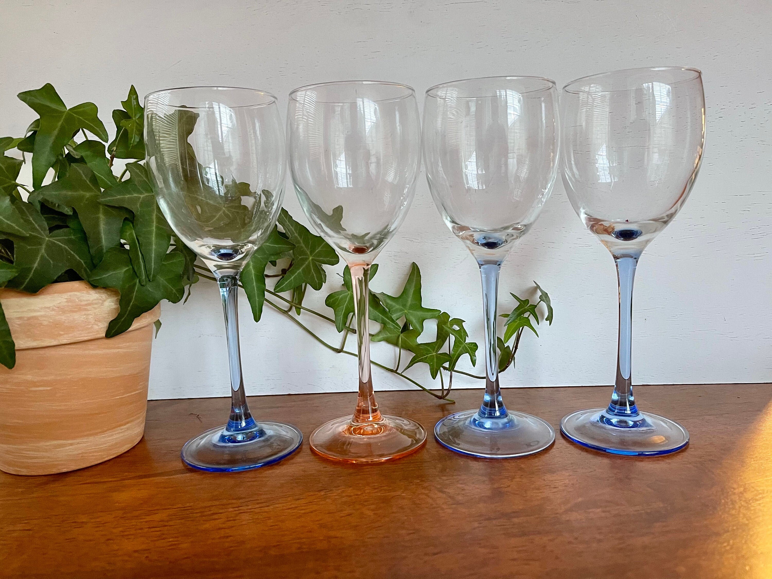 Copas de vino vintage Copas de vino de tallo azul Copas de | Etsy