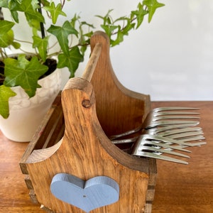 Vintage Primitive Wooden Caddy, Wooden Boho Utensil Carrier, Farmhouse ...