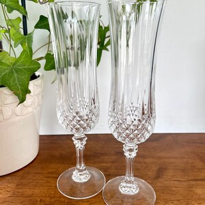 Vintage Darques Longchamp Cut Glass Crystal Champagne Toasting Flutes ...