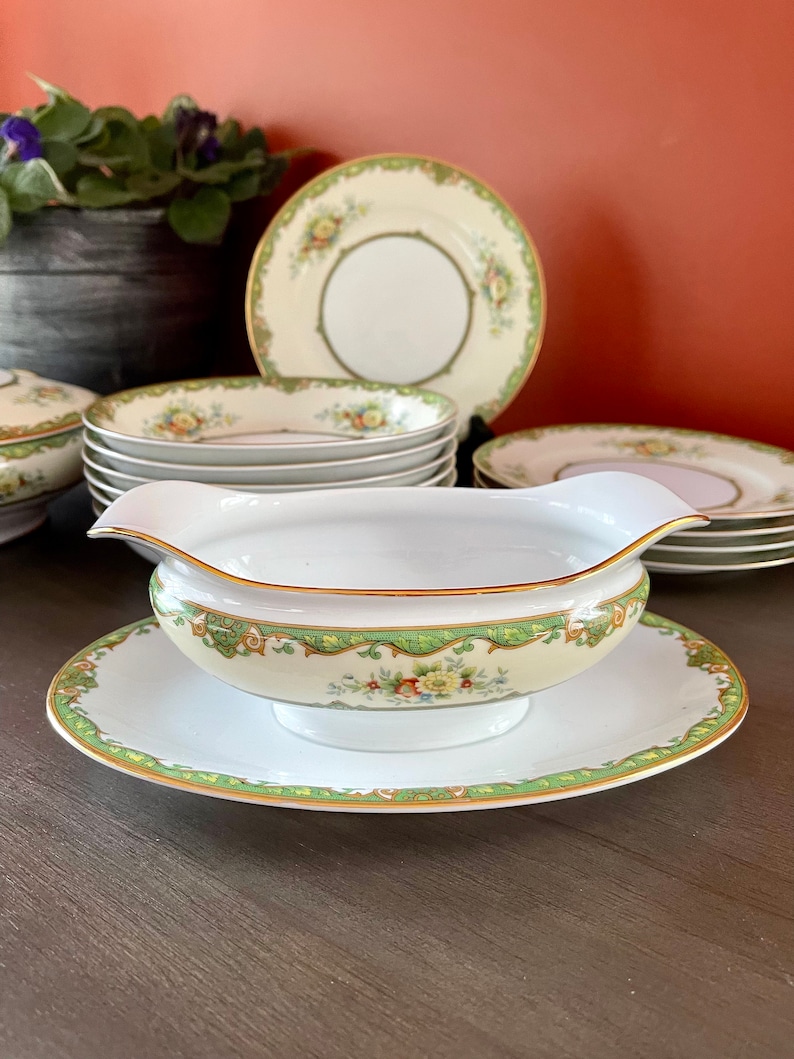 Noritake Morimura China With Green M Mark Vintage Dinnerware - Etsy