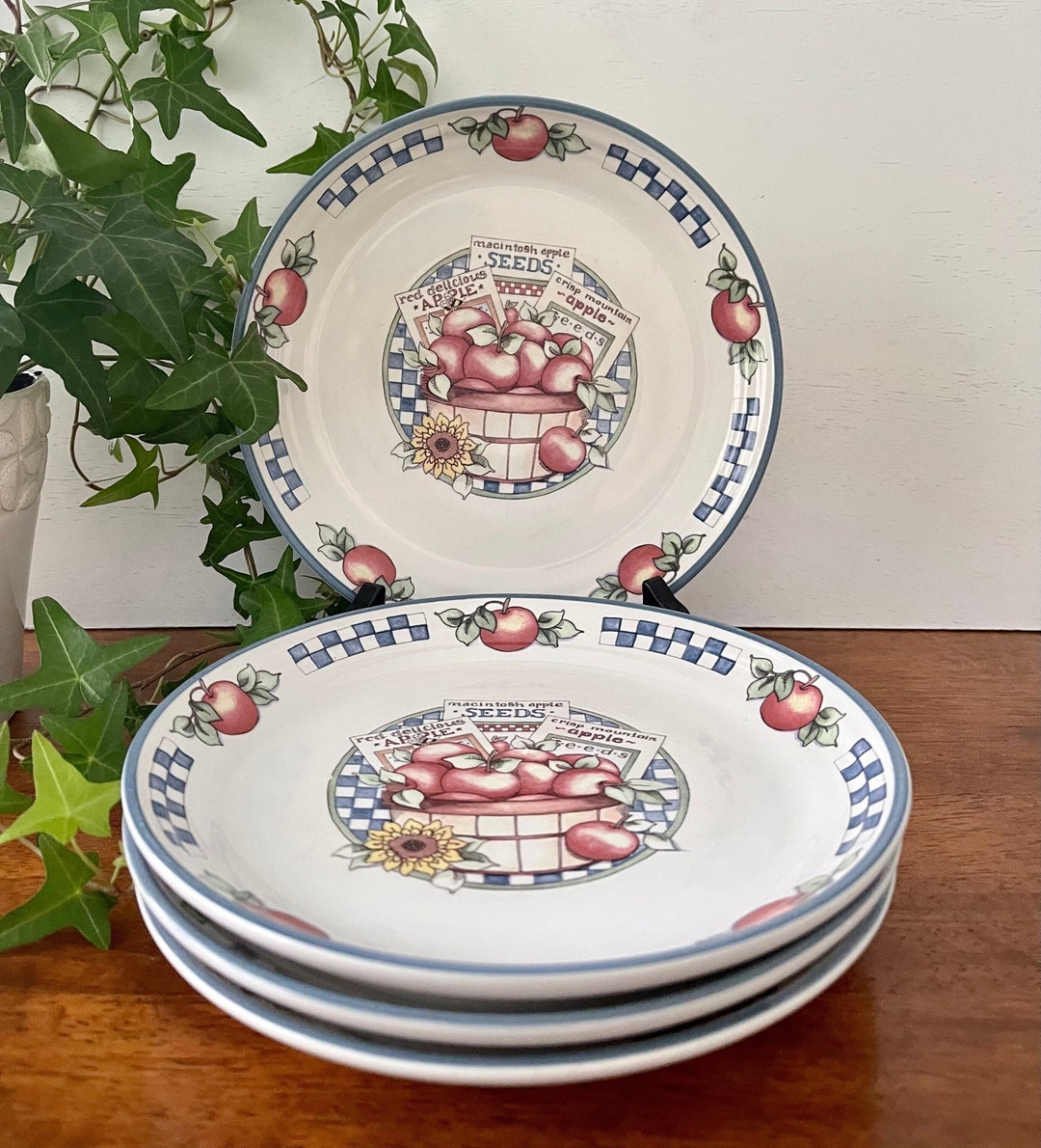 4 International Tableworks Appletime 1995 Salad Plates Vintage ...