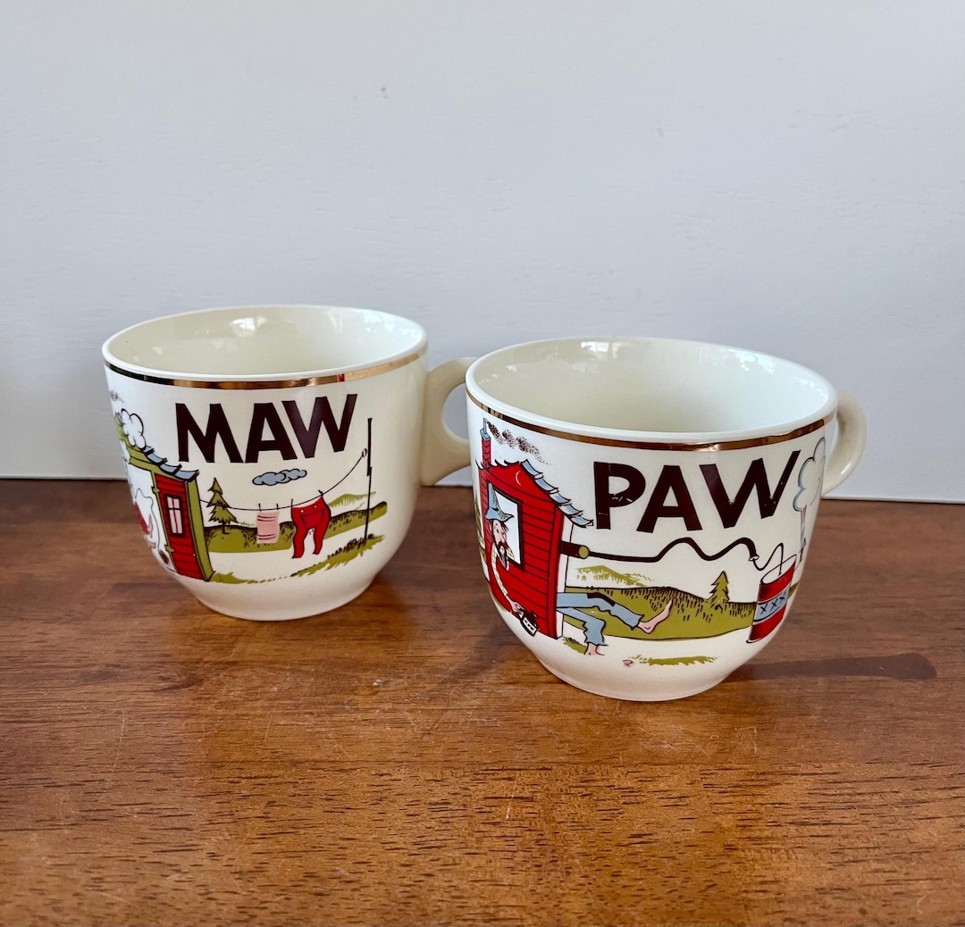 MAW and PAW Vintage Mid Century Coffee Cups, Hillbilly Humor Mugs ...
