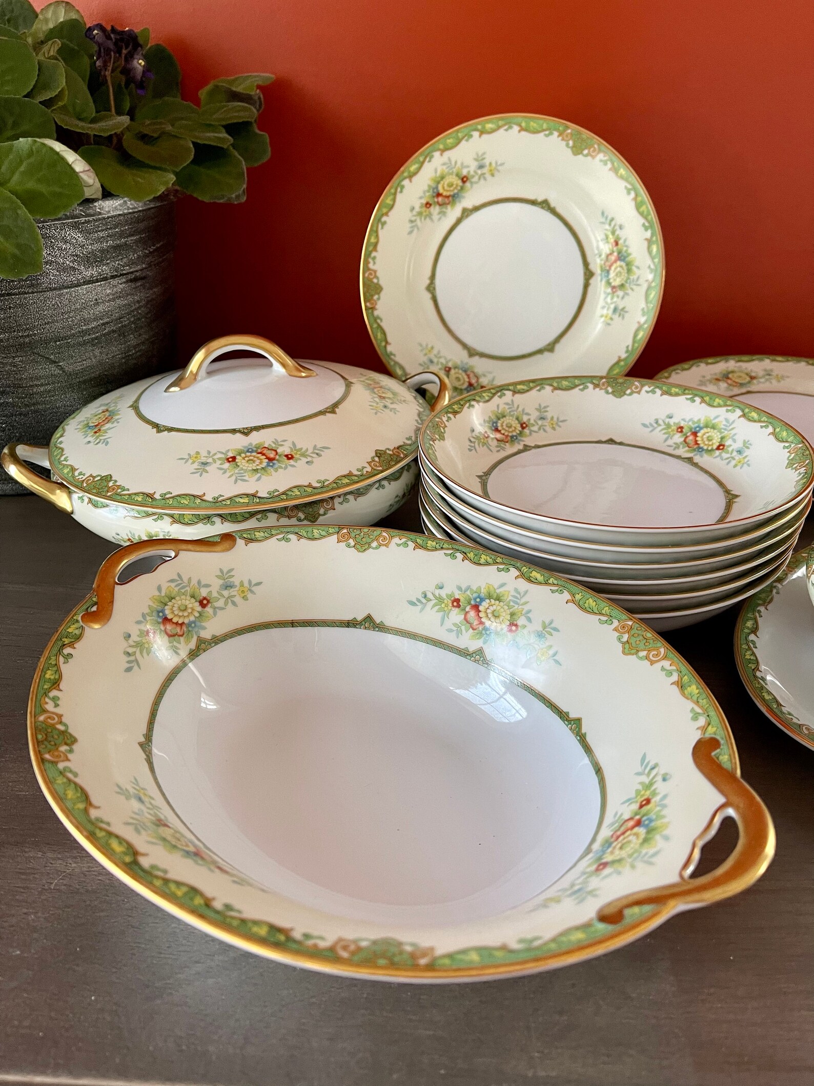 Noritake Morimura China With Green M Mark Vintage Dinnerware - Etsy