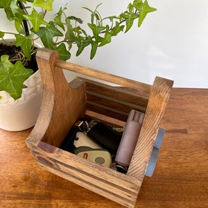 Vintage Primitive Wooden Caddy, Wooden Boho Utensil Carrier, Farmhouse ...