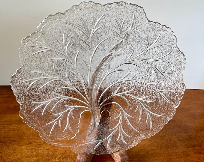 Vintage Indiana Glass Pebbled Glass Tree of Life 10” Divided Serving ...