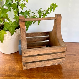 Vintage Primitive Wooden Caddy, Wooden Boho Utensil Carrier, Farmhouse ...