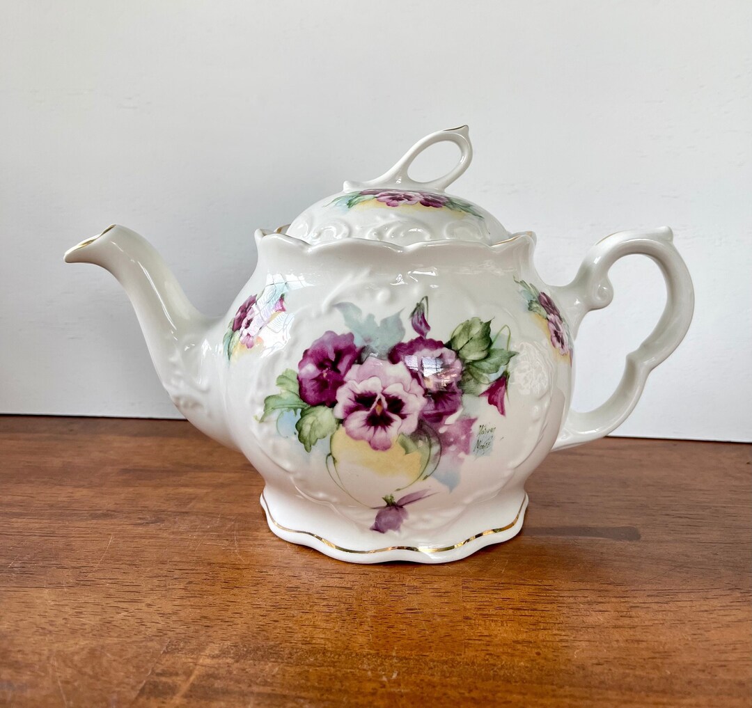 Vintage Crown Dorset Staffordshire Fine Ceramics Teapot Pansy Design ...
