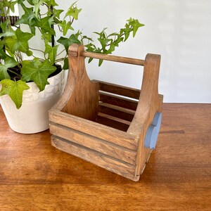 Vintage Primitive Wooden Caddy, Wooden Boho Utensil Carrier, Farmhouse ...