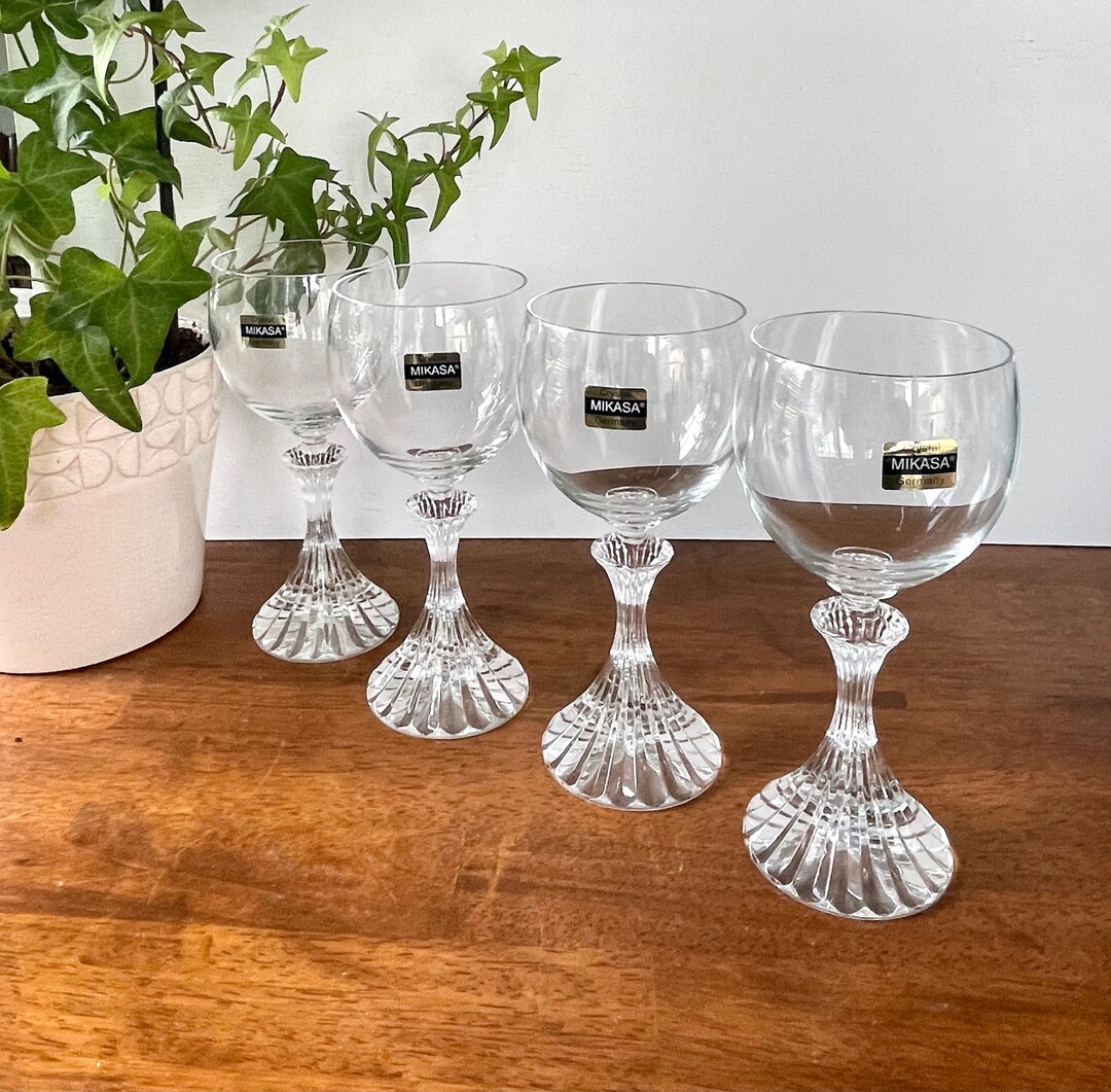 Mikasa Ritz Crystal Wine Glasses - Set of 4 Vintage Stemware - Etsy