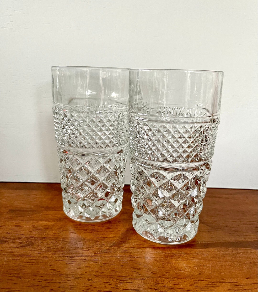 Vintage Anchor Hocking Wexford Glasses, Diamond Pattern, Set of 2 - Etsy