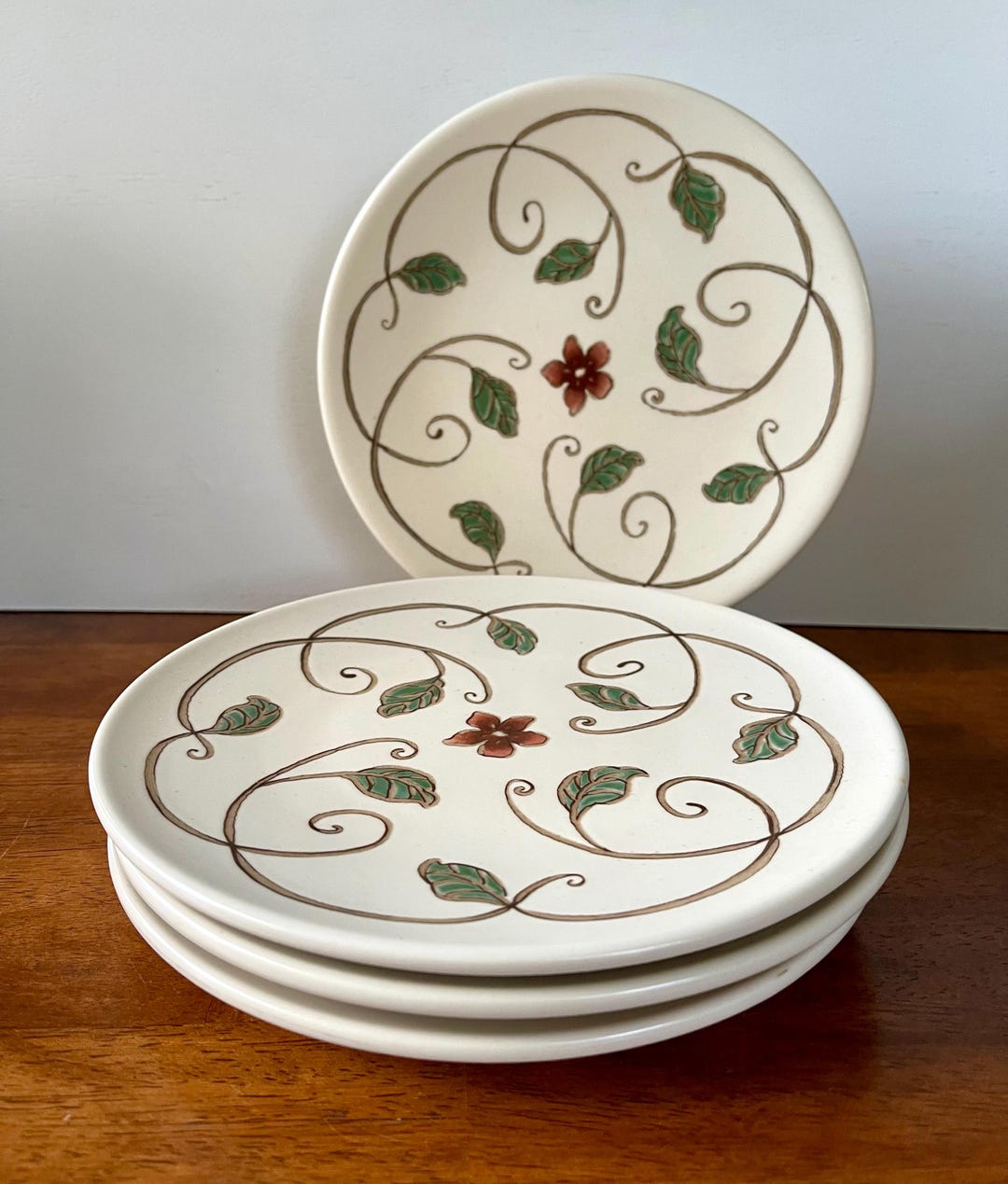 Set of 4 Pfaltzgraff “mission Flower” Salad Plates - Etsy