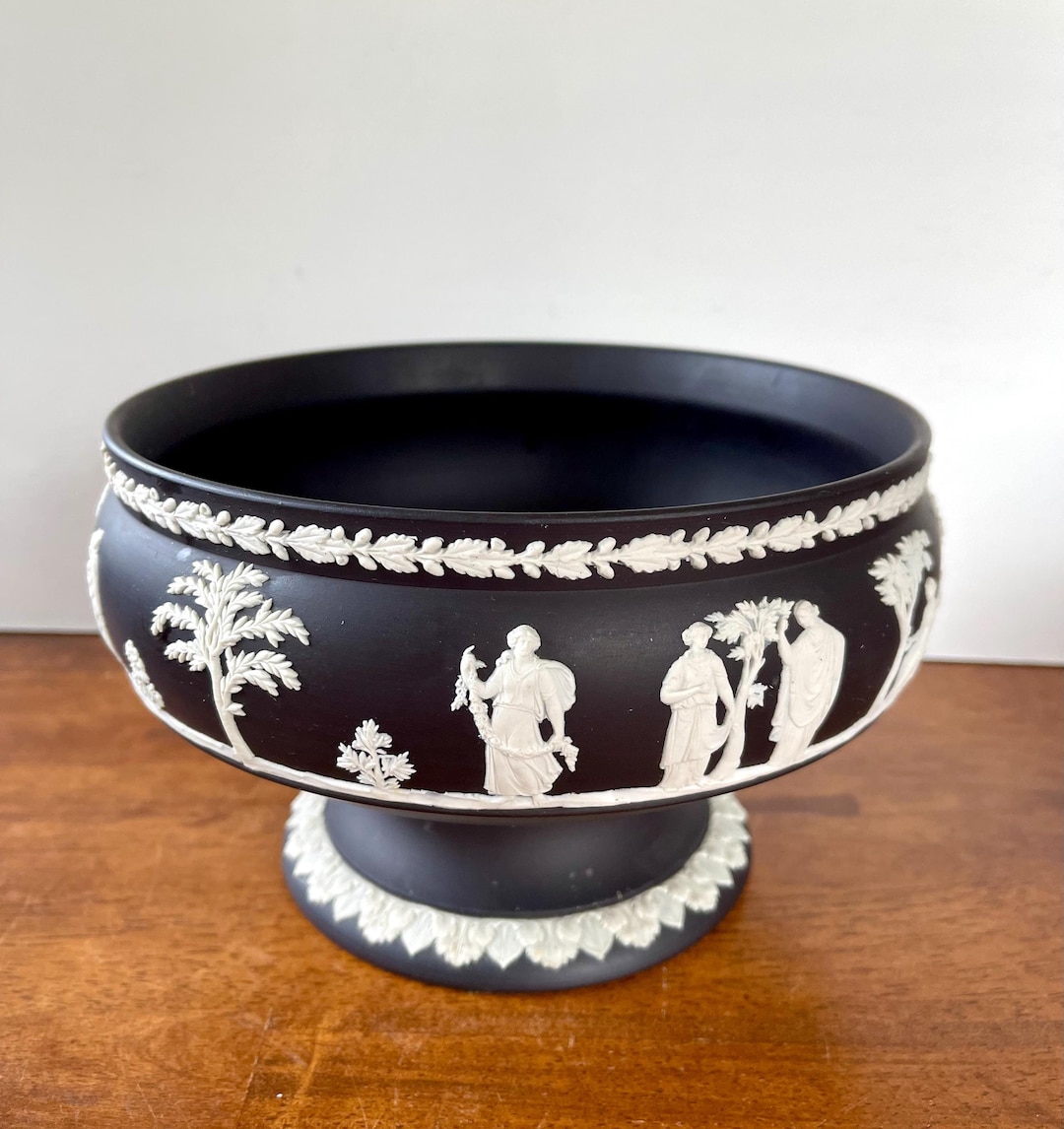 Wedgwood Black Jasperware Pedestal Bowl - Etsy