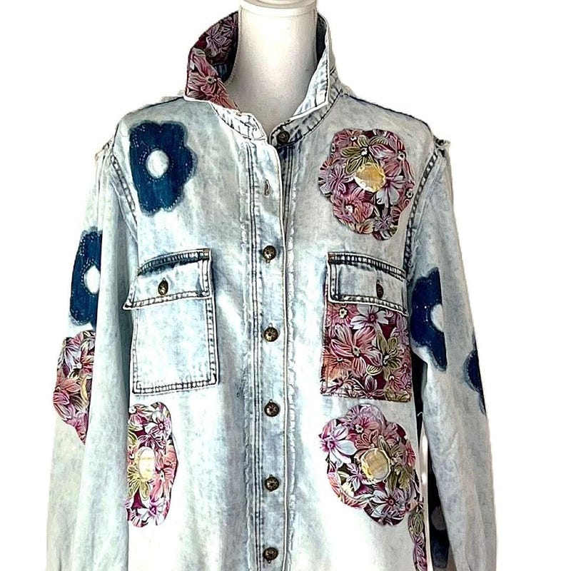 Patch Work Denim Jacket - Etsy