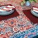 Dramatic Block Print Floral Tablecloth is on Trend. Bold, Strong Colors ...